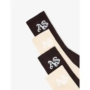 ALLSAINTS Gothic Logo Socks Pack Of Two - Cream/bottle B