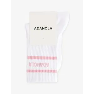ADANOLA Sports Stripe Cotton-blend Socks - White/dusty Pink