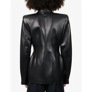 MUGLER Collared Cinched-waist Leather Jacket
