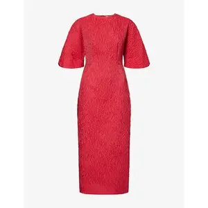 ROKSANDA Falah Crinkled Satin Midi Dress - Bennett Red