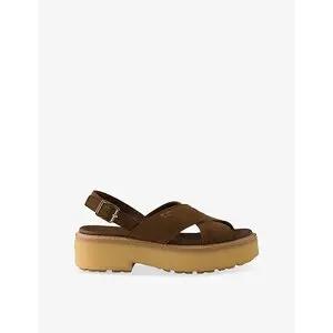 Prada Criss-cross Suede Sandals - Brown