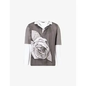 Simone Rocha Rose Rugby Graphic-print Cotton T-shirt - White
