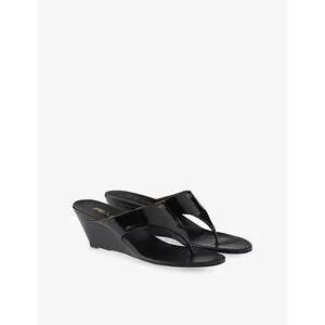 Prada Thong Patent Leather Wedge Sandals