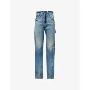 MAISON MARGIELA Patch-pocket Straight-leg Denim Jeans - Light Blue Indigo