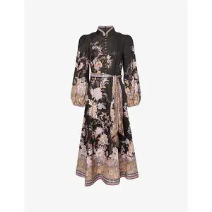 Zimmermann Luna Floral-print Linen Midi Dress - Midnight Paisley