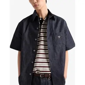 Prada Short-sleeve Chambray Denim Shirt