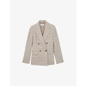 REISS Maxwell Checked Double-breasted Blazer