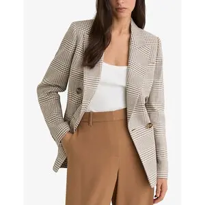 REISS Maxwell Checked Double-breasted Blazer
