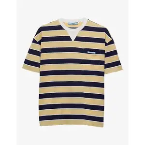 Prada Bayadere Striped Cotton-jersey T-shirt - Blue