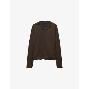 Prada Shapeable Long-sleeved Cotton-jersey T-shirt - Brown