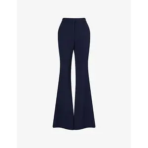 Veronica Beard Arden Flared-leg Jersey Trousers - Navy