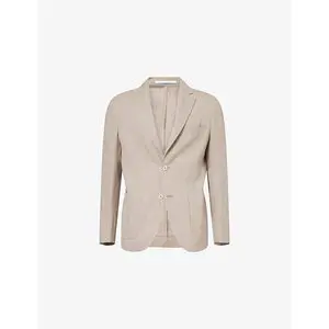Eleventy Notch-lapel Patch-pocket Wool-blend Jacket - Beige