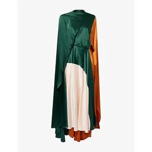 ROKSANDA Andromeda Caped-sleeve Silk Maxi Dress - Forest Cinnamon Rose