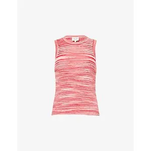 ME+EM Space-dye Slim-fit Ribbed Cotton And Cashmere-blend Vest Top - Rose Petal Red Multi