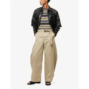 Sacai Belted Wide Barrel-leg Chino Trousers