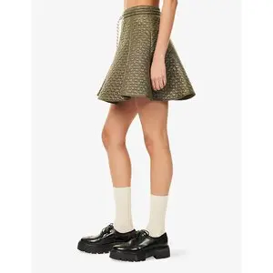 Moncler Floral-quilted Shell Drawstring Mini Skirt
