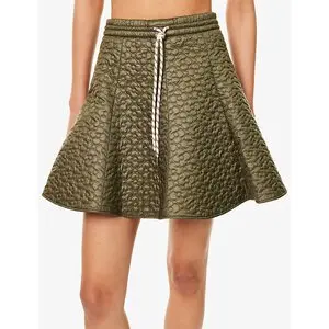 Moncler Floral-quilted Shell Drawstring Mini Skirt