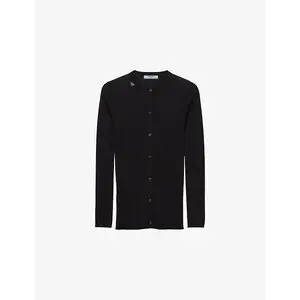 Prada Round-neck Ribbed Wool Cardigan - Black