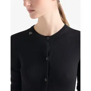 Prada Round-neck Ribbed Wool Cardigan