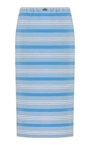 Prada Cotton Pique Midi Skirt - Blue