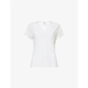 ME+EM Soft Washed V-neck Cotton-blend T-shirt - Fresh White