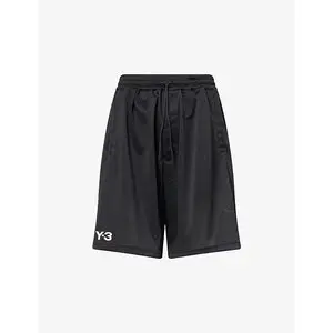 Y3 Logo-print Perforated Woven Shorts - Black