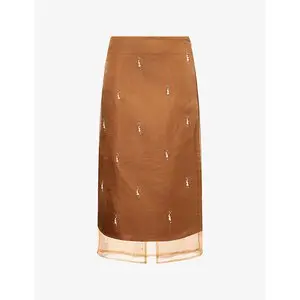 ROHE FRAMES Pearl-embroidered Silk Midi Skirt