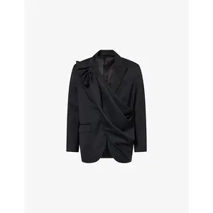Simone Rocha Flower Sash Gathered Woven Jacket - Black