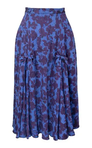 Lena Hoschek Amarillis Cotton Blend Midi Skirt - Blue