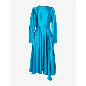 ROKSANDA Yelin Long-sleeve Silk Midi Dress - Azure