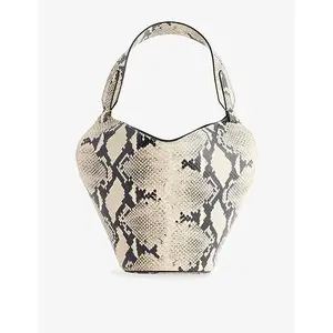 Khaite Lotus Mini Python-embossed Leather Tote Bag