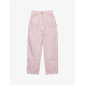 Prada Triangle-patch Wide-leg Canvas Trousers - Pink