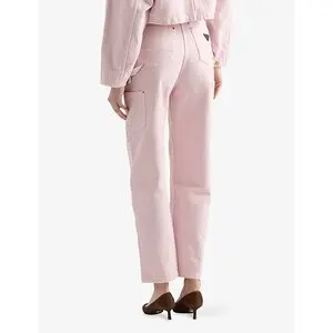 Prada Triangle-patch Wide-leg Canvas Trousers