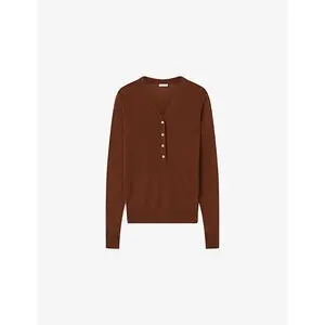 JOSEPH Gillies Button-neck Cashmere Top