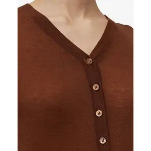 JOSEPH Gillies Button-neck Cashmere Top
