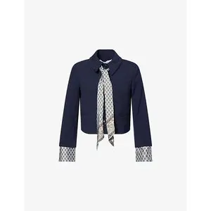 Veronica Beard Ismena Removable-scarf Woven Jacket