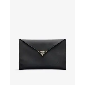 Prada Saffiano Leather Envelope Clutch - Black