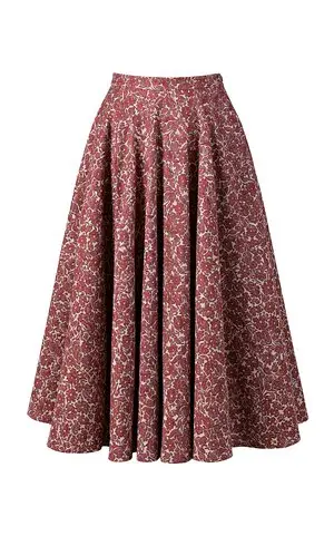 Lena Hoschek Catherine Cotton Blend Midi Skirt - Burgundy