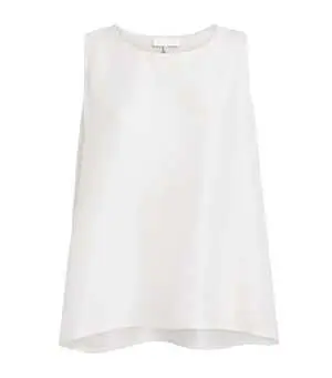 Eskandar Silk Plissé A-line Shell Top - White