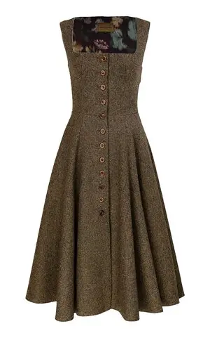 Lena Hoschek Courage Virgin Wool Midi Dress - Brown