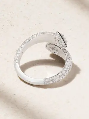 KAMYEN Double Crush 18-karat White Diamond And Enamel Ring - Gold