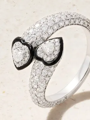 KAMYEN Double Crush 18-karat White Diamond And Enamel Ring - Gold