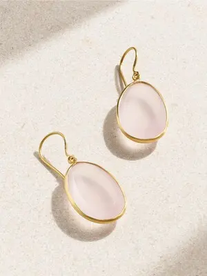 PIPPA SMALL 18-karat Gold Rose Quartz Earrings - Pink
