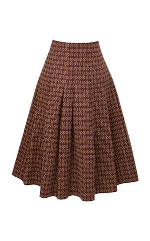 Lena Hoschek Academia Cotton Midi Skirt - Brown
