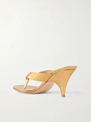 GIANVITO ROSSI Sofia 70 Mirrored-leather Thong Sandals - Gold