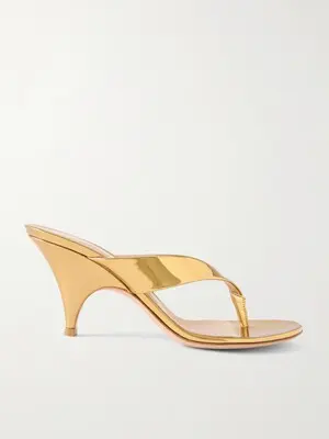 GIANVITO ROSSI Sofia 70 Mirrored-leather Thong Sandals - Gold