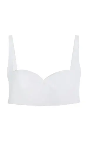 Prada Silk Crepe De Chine Cropped Bustier Top - White