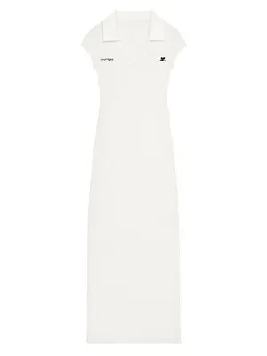 COURREGES Long Sports Polo Shirt Dress - White