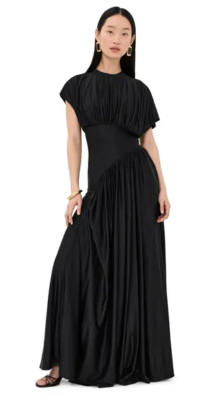 Rabanne Ruched Maxi Dress - Black