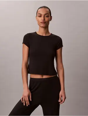 Calvin Klein Modal Stretch Drop Needle Baby Tee - Black